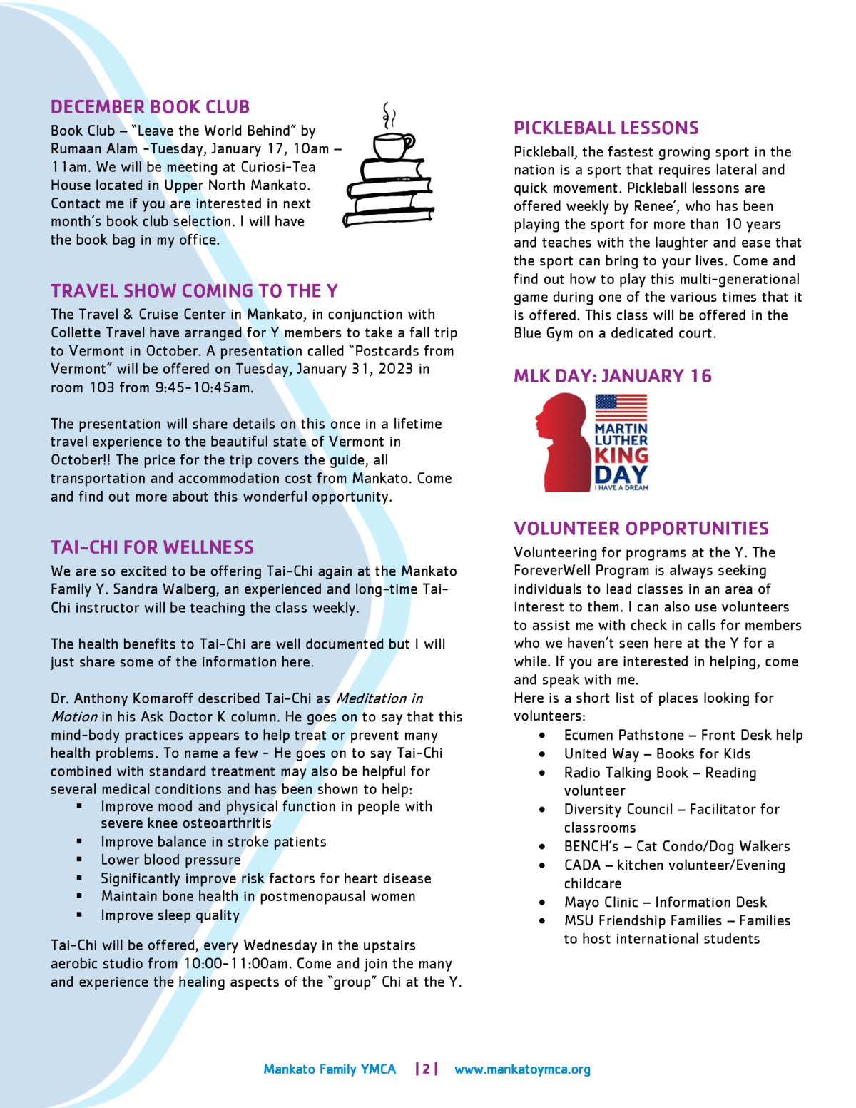 ForeverWell January '23 Newsletter - Mankato YMCA