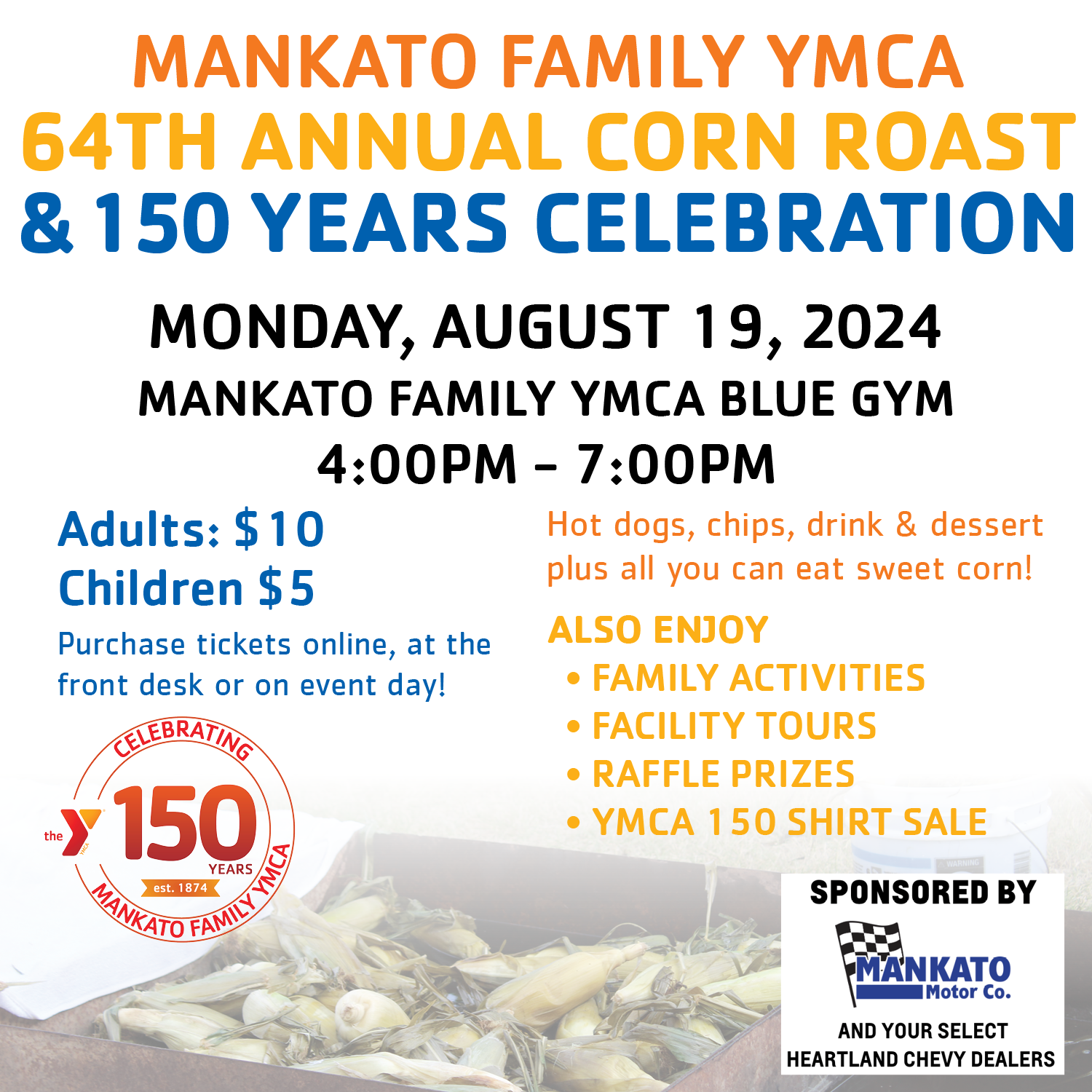 Join us: 64th Annual Corn Roast & 150 Years Celebration - Mankato YMCA